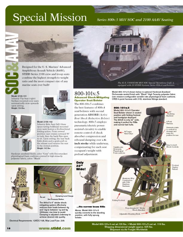 High Performance Stidd Special Mission Bolster Seats Series Model: 800 ...